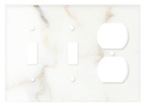 Italian Calacatta Gold Marble Double Toggle Duplex Switch Wall Plate