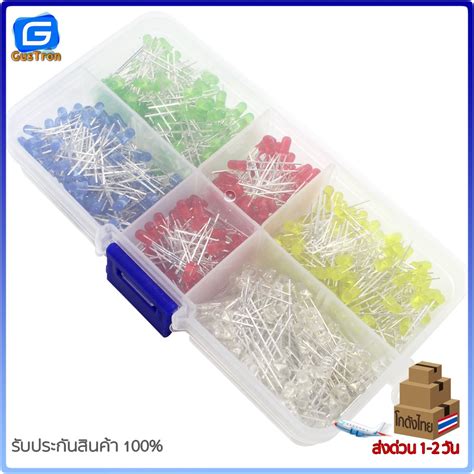 หลอดไฟ Led พร้อมกล่อง 3mm 5 สีอย่างละ 100 รวม 500 ชิ้น Shopee Thailand