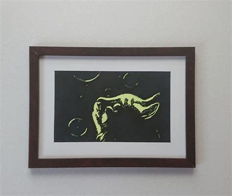 猫の 切り絵 原画 インテリア 蓄光 和紙 暗所発光 ディスカウント 置物 額付き