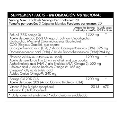 Triple Omega 3 6 9 1200mg 60 Softgels Pronabith