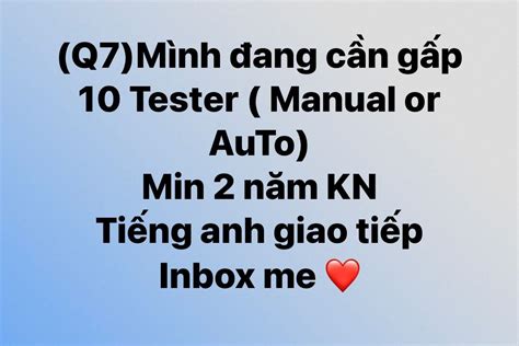 Tâm Tâm Ngô On Linkedin Tuyendung Tester Hcm