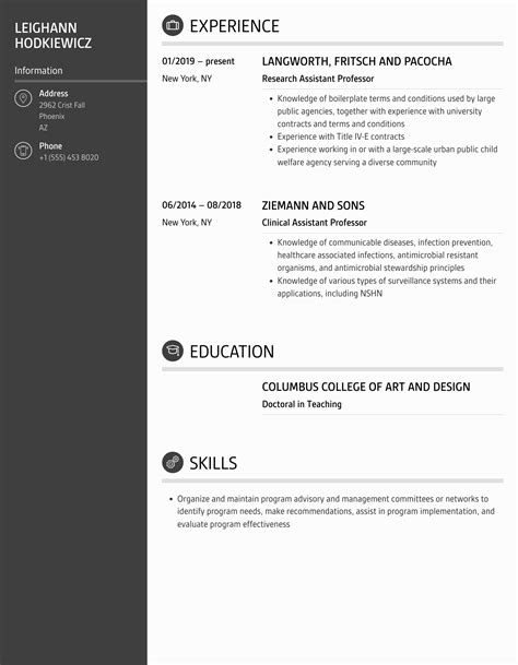Assistant Professor Resume Samples Velvet Jobs