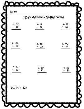 Two Digit Addition No Regrouping By Teaching Miss T TPT