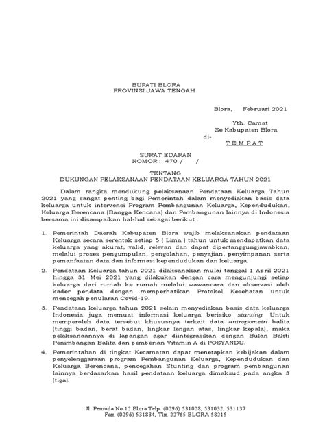 Surat Edaran Pendataan Keluarga Pdf