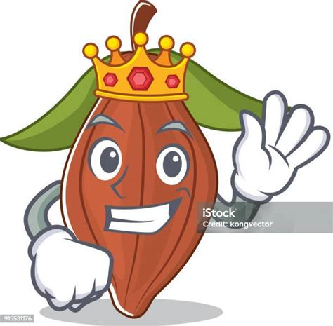 Kartun Maskot Kacang Kakao Raja Ilustrasi Stok Unduh Gambar Sekarang