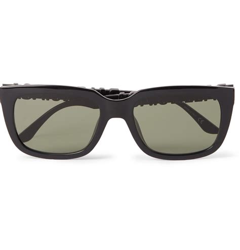 Balenciaga Square Frame Logo Detailed Acetate Sunglasses Black