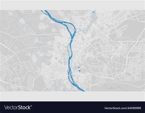 Nile River Map Cairo City Egypt Watercourse Water Vector Image