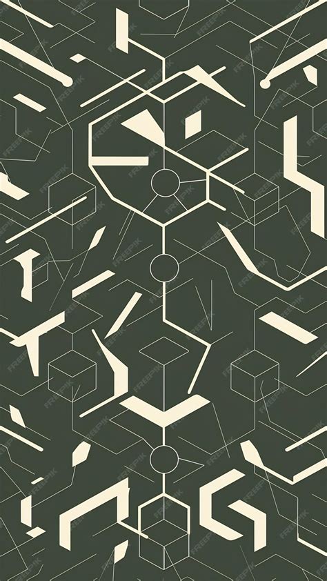 Abstract Isometric Pattern Of Interconnected Geometric Shapes And Molecular Diagrams Premium