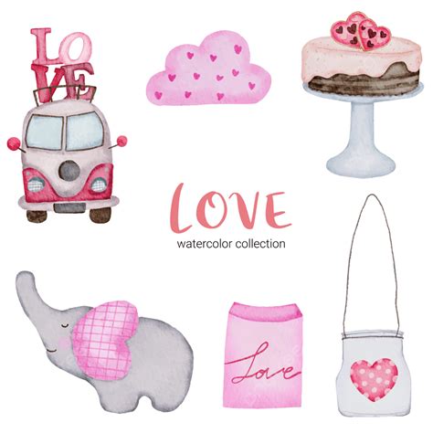 Love Heart Valentine Vector Design Images Set Of Big Isolated