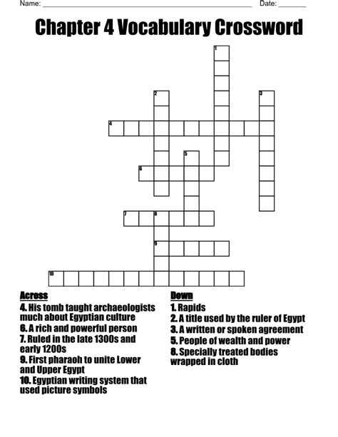 Chapter 4 Vocabulary Crossword WordMint