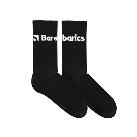 Barebarics Barefoot Socks Crew Black Big Logo Basa Pėda Barefoot