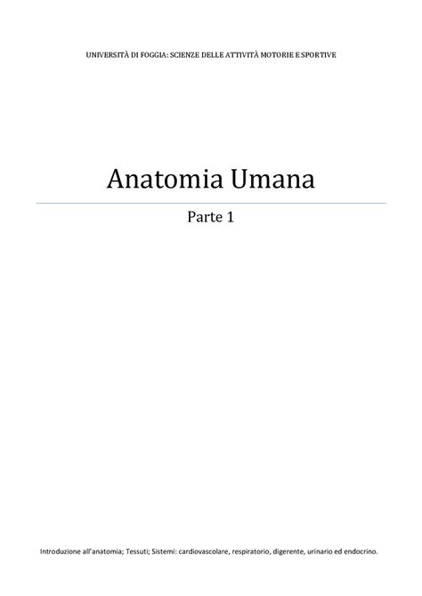 Riassunto Di Anatomia Umana F Martini Docsity