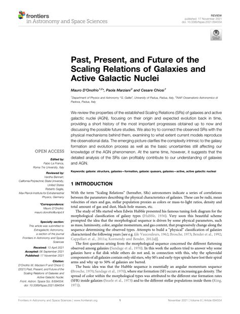Pdf Past Present And Future Of The Scaling Relations Of Galaxies And Active Galactic Nuclei