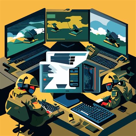 Premium Vector Computer System Integration With Military Drills