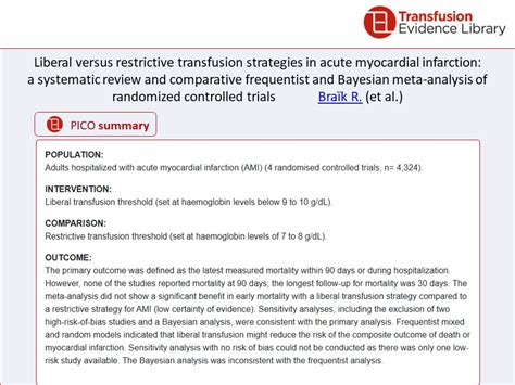Transfusion New From Transfusion Evidence Library Liberal Versus