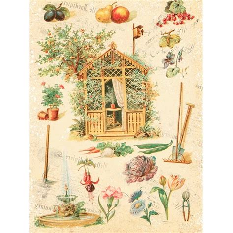 1 Feuille De Papier De Découpage Collage 21 X 297 Cm Jardin Cabane