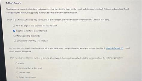 Short Reports Are Organized Similarly To Long