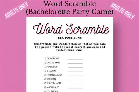 Dirty Word Scramble Bachelorette Party Game Dirty Sex Positions Game Dirty Word Scramble Hen