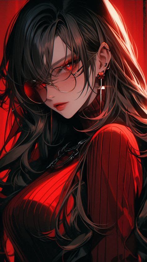 Black Hair And Red Eyes Anime Woman