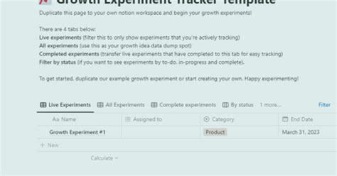 Growth Experiment Tracker At Norby