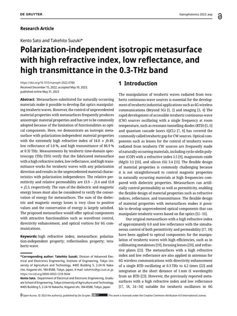 Pdf Polarization Independent Isotropic Metasurface With High
