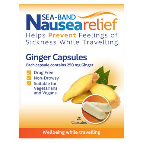 Buy Sea Band Nausea Relief Ginger 20 Capsules Chemist Direct
