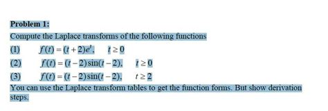 Solved Problem Compute The Laplace Transforms Of The Chegg