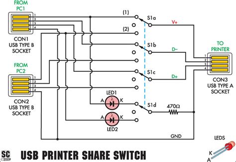 USB Printer Share Switch Circuit Project Circuit Diagram