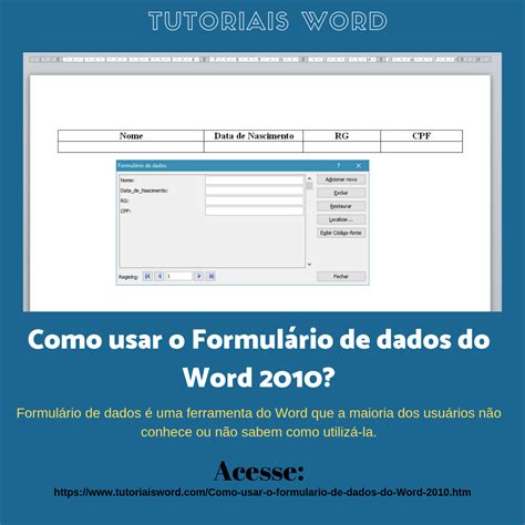 Como Usar A Ferramenta Formulário De Dados Do Word 2010 Formulários