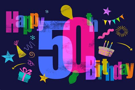 Personalized 50th Birthday Backdrop Colorful 50th Bash Party Backdrop
