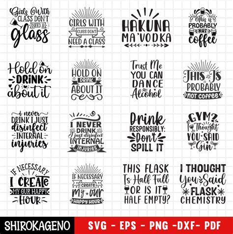 Flask Quotes Svg Bundle Funny Drinking Quotes Svg Alcohol Sayings Flask Svg Designs Whiskey
