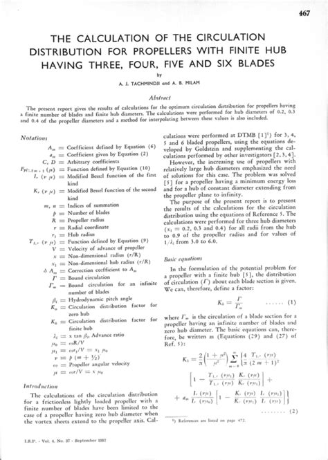 Pdf The Calculation Of The Circulation Distribution For Propellers With Finite Hub Having