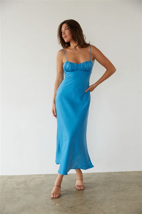 Andie Open Back Satin Maxi Dress • Shop American Threads Womens Trendy