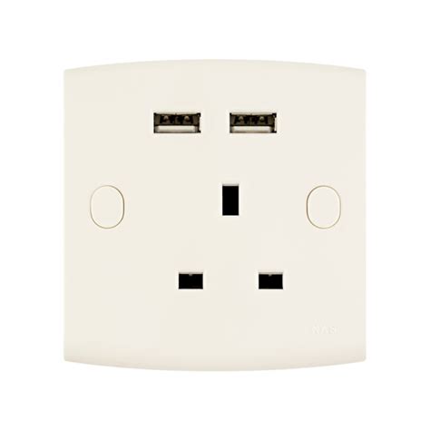 13A Switch Socket 1 Gang USB 2 Gang ناس الكهربائية