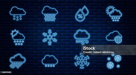 세트 라인 눈 눈과 구름 물 드롭 비율 눈송이 태양 바람이 부는 날씨와 비 아이콘 벡터 0명에 대한 스톡 벡터 아트 및 기타 이미지 Istock
