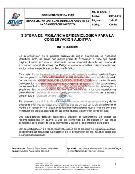 Pdf Documentos De Calidad Programa De Vigilancia EpidemiolÓgica Para La ConservaciÓn Auditiva