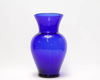 Cobalt Blue Hand Blown Art Glass Vase Etsy