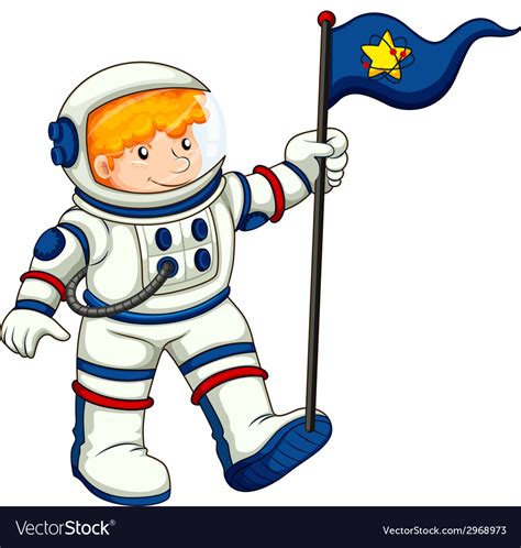 An Astronaut Holding A Flag Royalty Free Vector Image