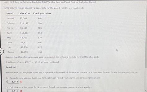 Solved Using High Low To Calculate Predicted Total Varable Chegg