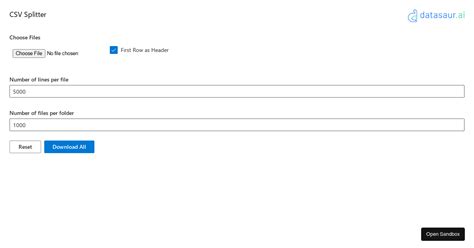CSV Splitter Codesandbox