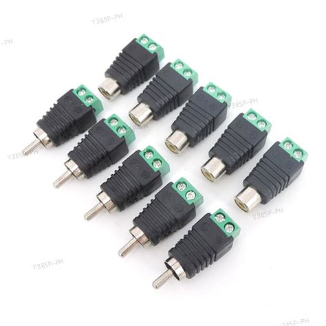 Audio Video Rca Male Plug And Rca Female Jack Screw Terminal Connector