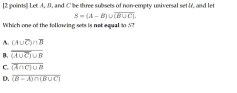 Solved Points Let A B And C Be Three Subsets Of Chegg Com