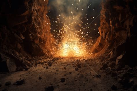 炸药爆破现场。插画图片下载 正版图片600048575 摄图网