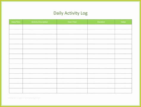 Activity Log Template Excel Free Download Of Activity Log Templates To Keep Track Your