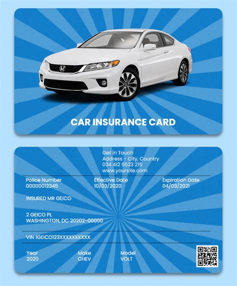 10 Printable Car Insurance Card Psd Template Free Room Surf