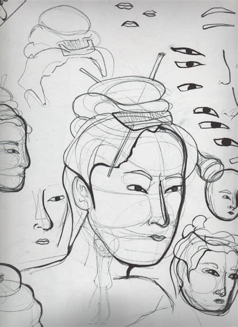 Bunraku Puppet Face Design Sketch Titeres