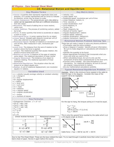 Pdf Rotational Motion And Equilibrium Cheat Sheet Dokumen Tips