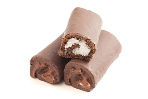 Chocolate Swiss Cake Roll Isolated On White Background Stock Image