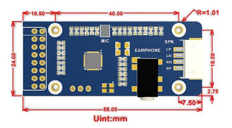 Waveshare® Wm8960 오디오 코덱 모듈 스테레오 재생 녹음 I2c 인터페이스 지원 Stm32 디코더 보드