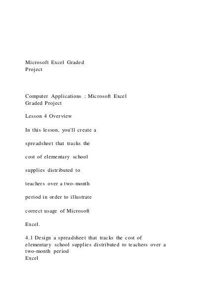 Microsoft Excel Graded Projectcomputer Application Pdf